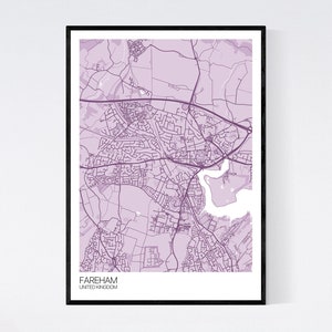 Fareham United Kingdom Map Print Many Colours Fast - Etsy