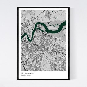 Gillingham, United Kingdom City Map Art Print Many Styles 350gsm Art ...