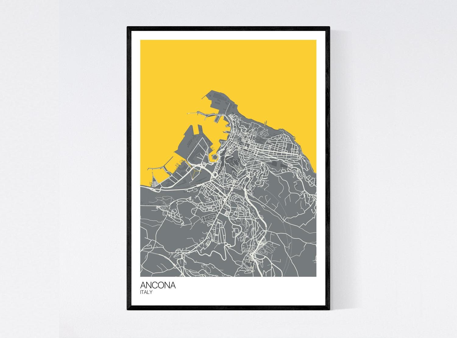 Ancona Italy Map Art Print Many Colours Art Quality Paper | Etsy