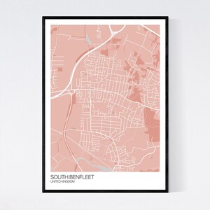 South Benfleet Map Art Print Many Styles 350gsm Art Quality Paper Fast ...