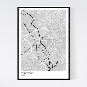 Stratford, London Map Art Print Many Colours 350gsm Art Quality Paper ...