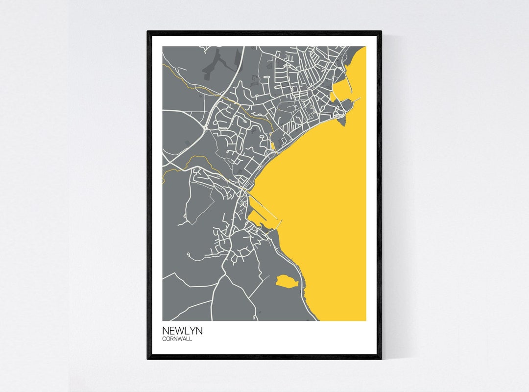 Newlyn, Cornwall Map Art Print Many Styles 350gsm Art Quality Paper ...