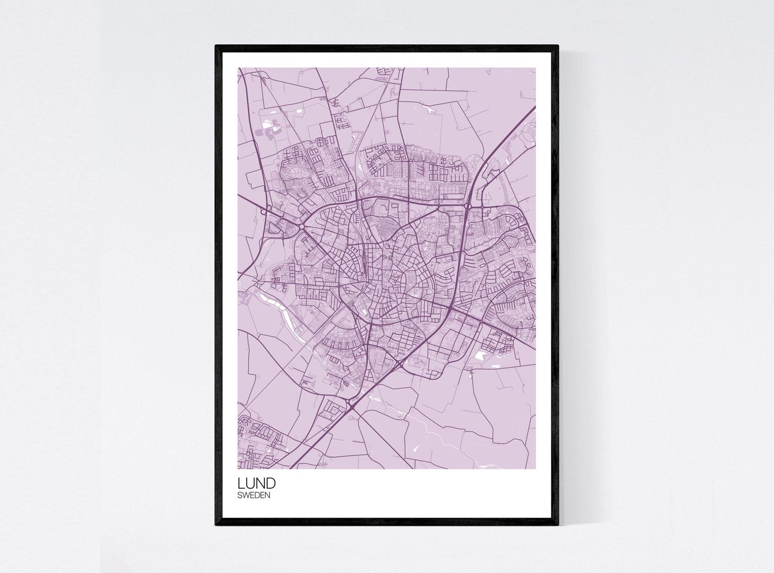 Lund Sweden Map Art Print Many Styles 350gsm Art Quality - Etsy