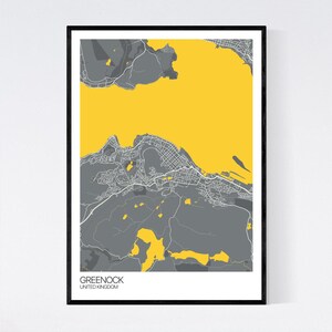 Greenock, Scotland City Map Art Print Many Styles 350gsm Art Quality ...