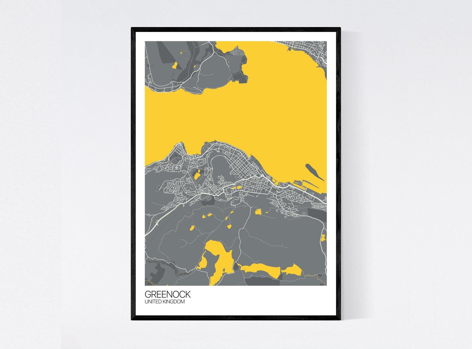 Greenock Scotland City Map Art Print Many Styles 350gsm | Etsy UK