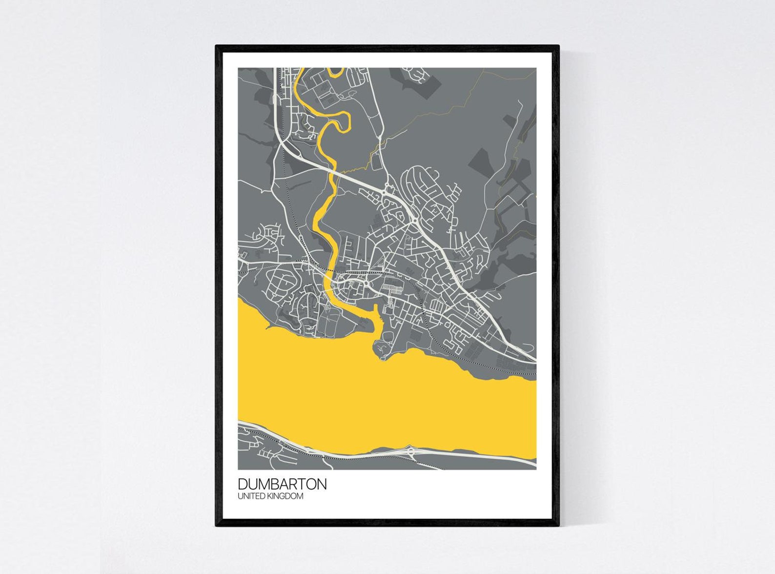 Dumbarton Scotland City Map Art Print Many Styles 350gsm - Etsy UK