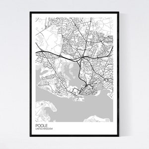 Poole, United Kingdom City Map Art Print Many Colours 350gsm Art ...