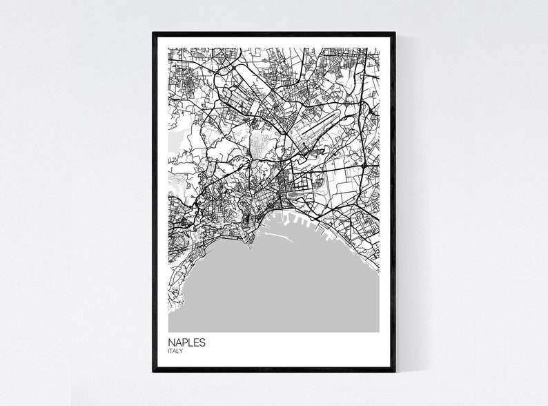 Naples Italy Map Art Print Many Colours 350gsm Art | Etsy