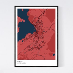 Oban, Scotland City Map Art Print Many Styles 350gsm Art Quality Paper ...