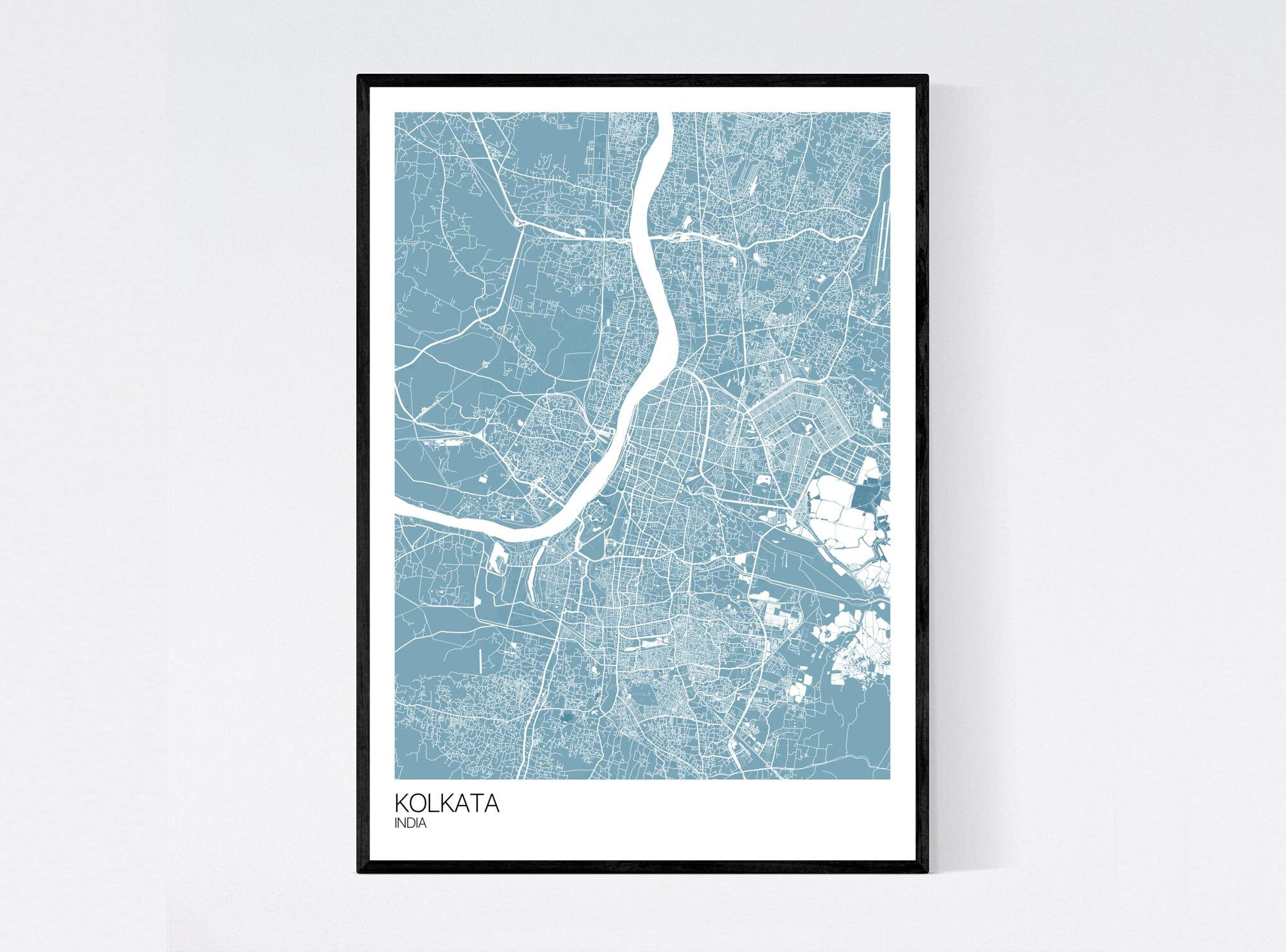 Kolkata India Map Art Print Many Styles Art Quality Paper - Etsy UK