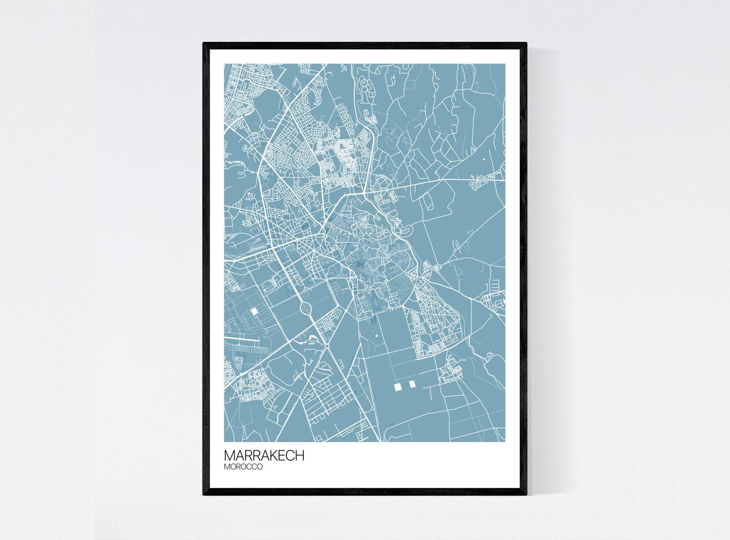 Marrakech / Marrakesh City Map Art Print Many Colours - Etsy UK