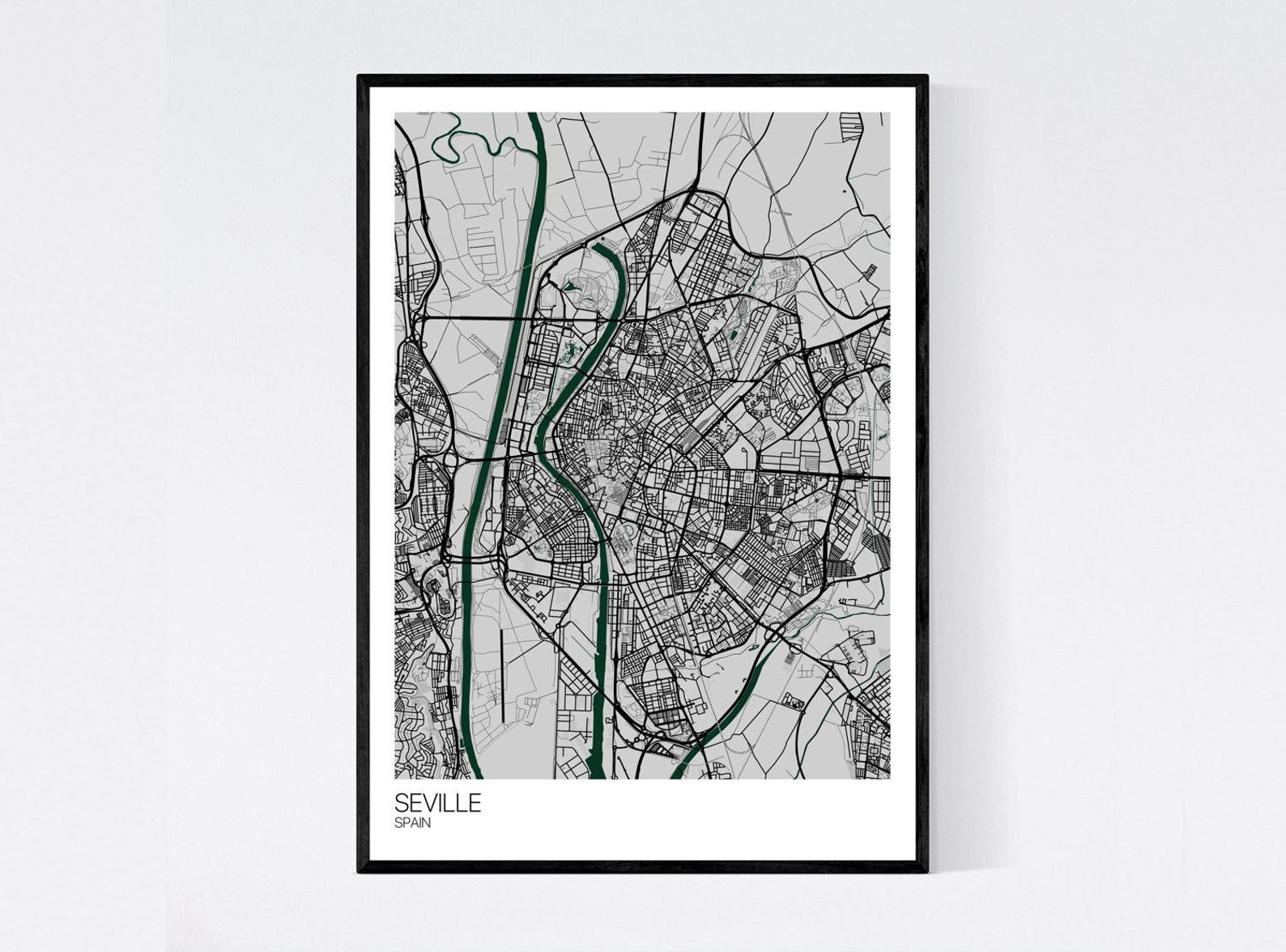 Seville Spain Map Art Print Many Colours Art Quality | Etsy