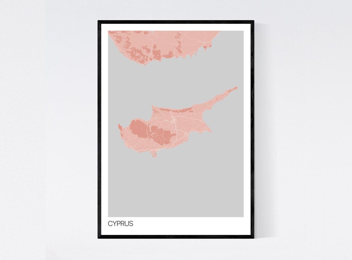 Cyprus Island Map Art Print Many Colours 350gsm Art - Etsy