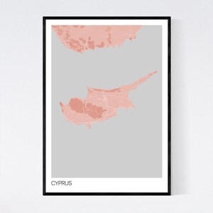 Cyprus Island Map Art Print Many Colours 350gsm Art Quality Paper Fast ...