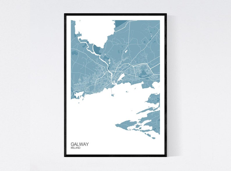 Galway City Map Art Print Many Styles 350gsm Art Quality | Etsy