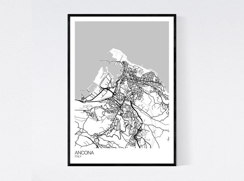 Ancona Italy Map Art Print Many Colours Art Quality Paper - Etsy