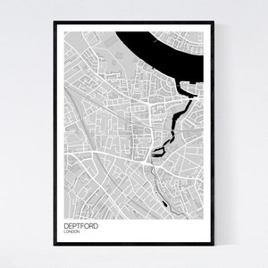 Deptford, London Map Art Print Many Colours 350gsm Art Quality Paper ...