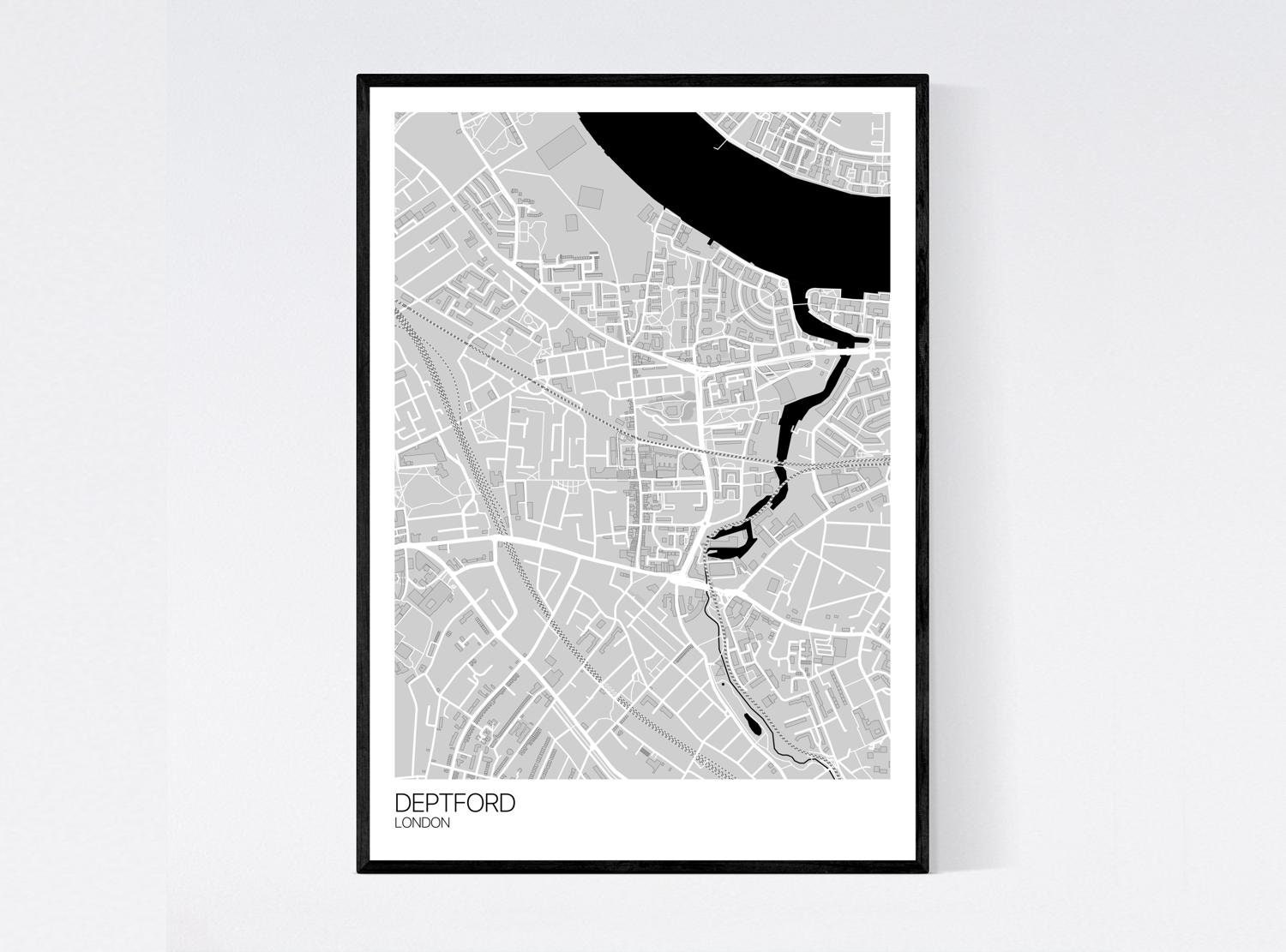 Deptford London Map Art Print Many Colours 350gsm Art | Etsy
