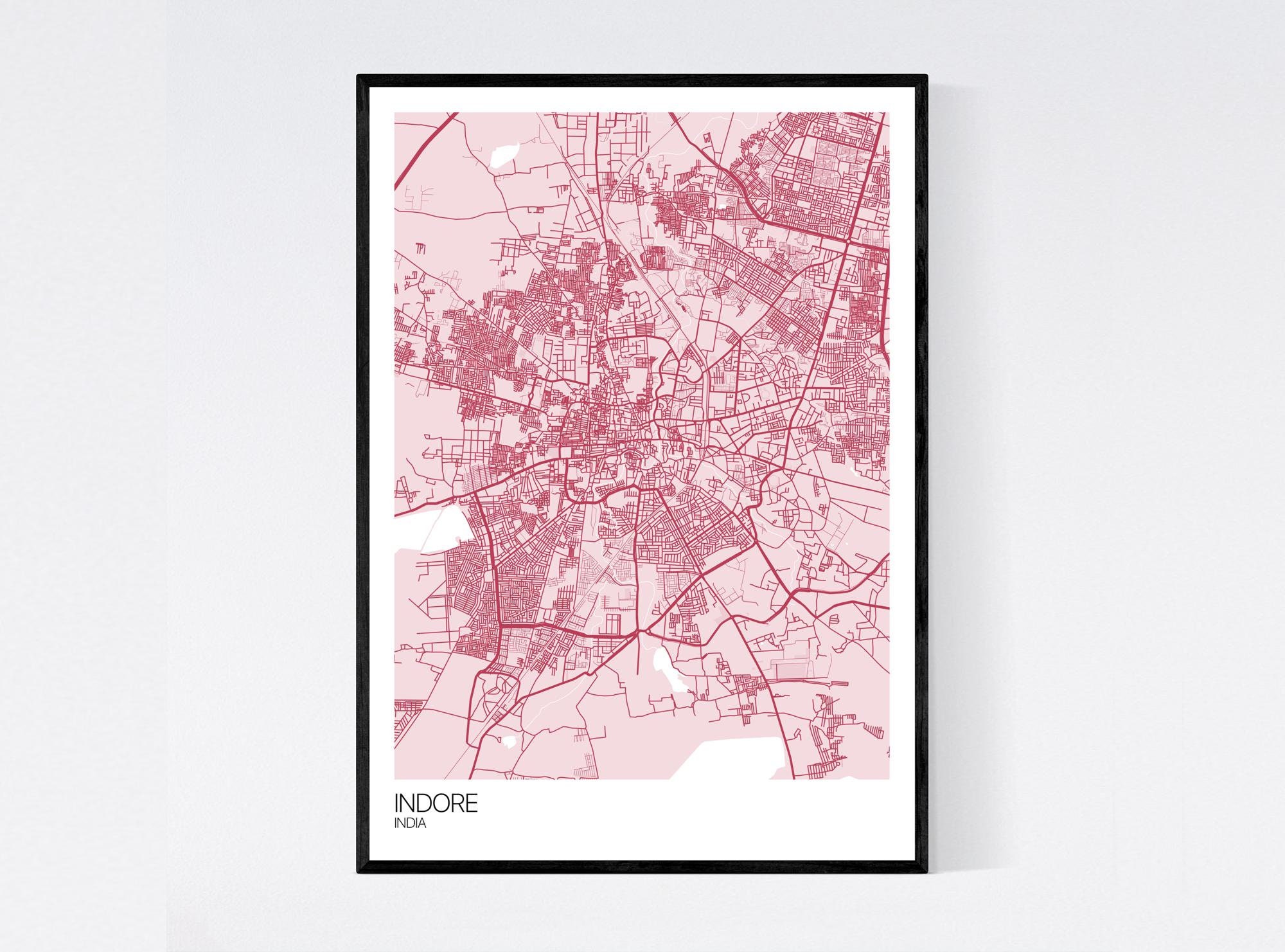 Indore India Map Art Print Many Styles Art Quality Paper | Etsy