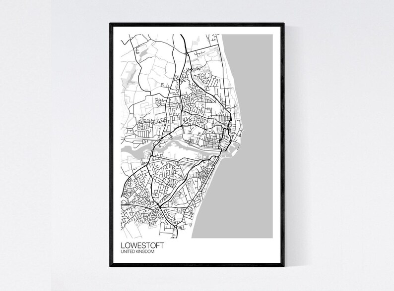 Lowestoft Map Print Many Colours 350gsm Art Quality Paper - Etsy UK