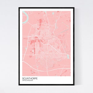Scunthorpe Town Map Art Print - Many Styles - 350gsm Art Quality Paper ...