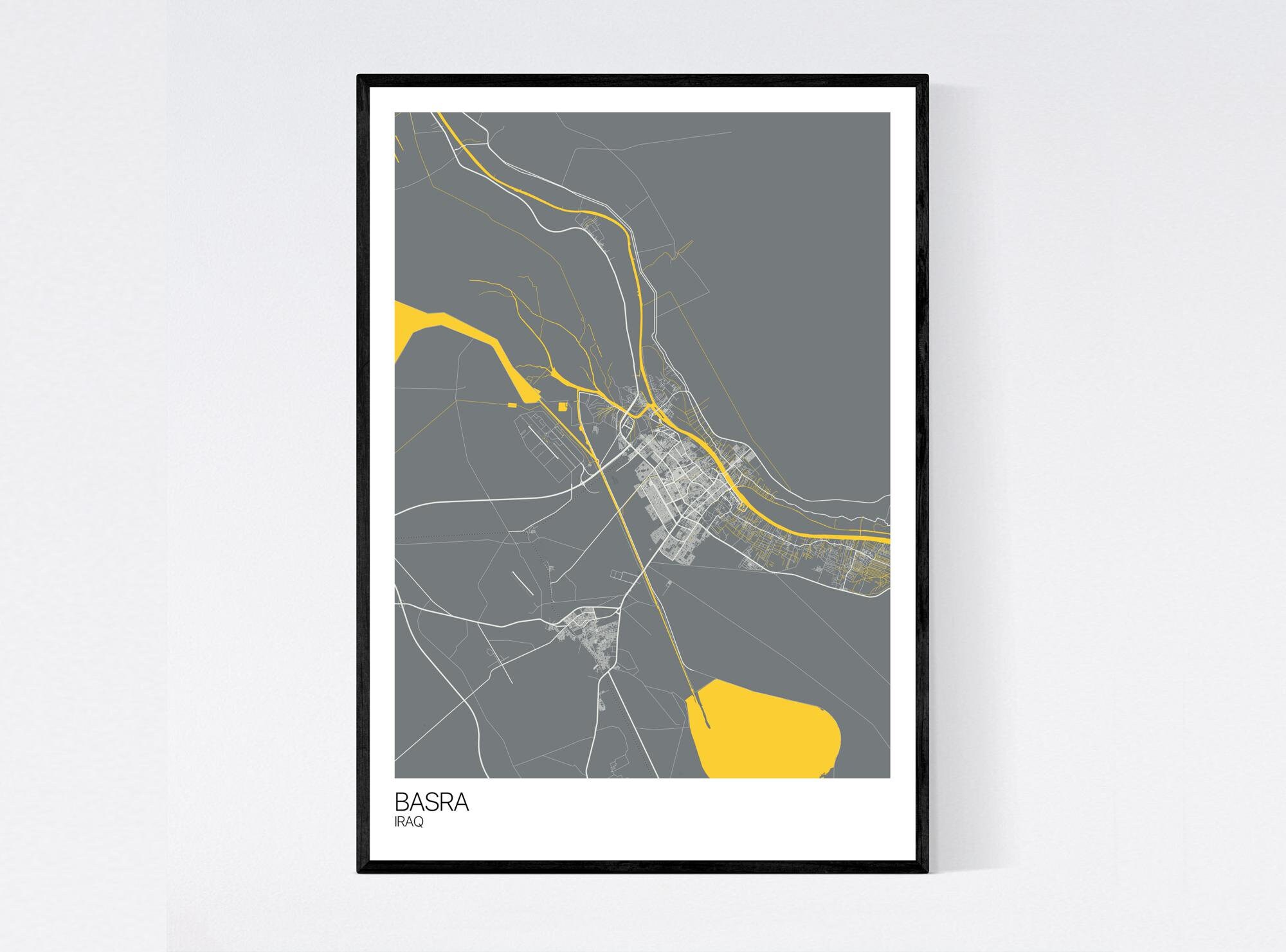 Basra Iraq Map Art Print Many Styles Art Quality Paper | Etsy