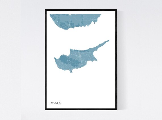 Cyprus Island Map Art Print Many Colours 350gsm Art - Etsy