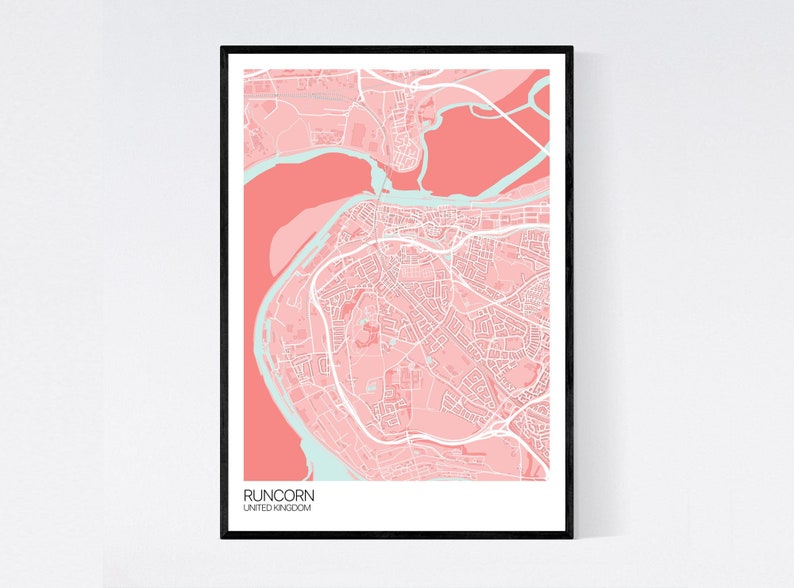 Runcorn Town Map Art Print Many Styles 350gsm Art Quality - Etsy