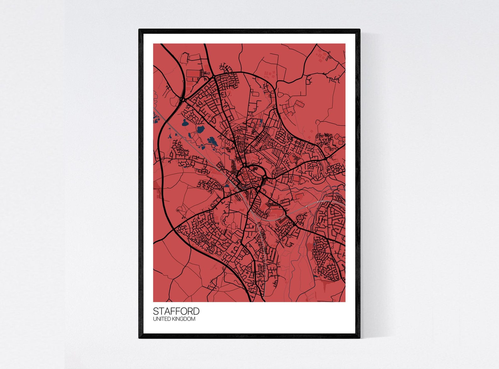 Stafford Town Map Art Print Many Styles 350gsm Art Quality | Etsy
