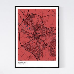 Stafford Town Map Art Print Many Styles 350gsm Art Quality Paper Fast ...