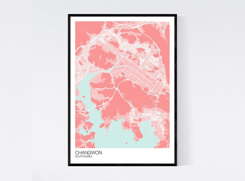 Changwon South Korea Map Art Print Many Styles Art | Etsy