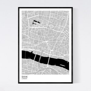 Bank, London Map Art Print Many Colours 350gsm Art Quality Paper Fast ...