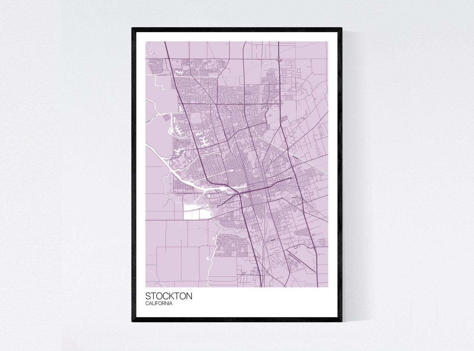 Stockton California Map Print Many Colours Printed on Art | Etsy
