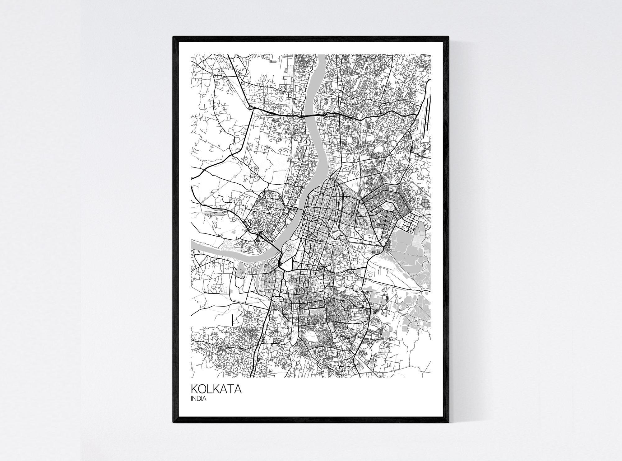 Kolkata India Map Art Print Many Styles Art Quality Paper - Etsy UK