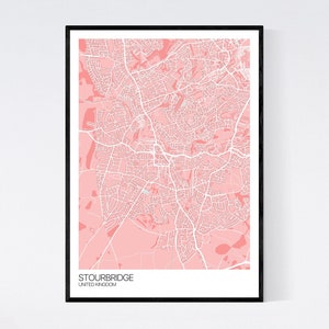 Stourbridge Map Art Print Many Styles 350gsm Art Quality Paper Fast ...