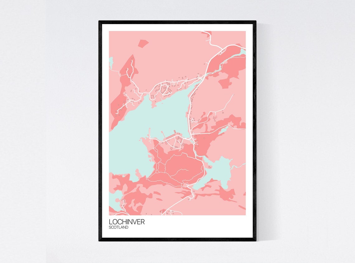 Lochinver Scotland Map Art Print Many Colours 350gsm Art | Etsy