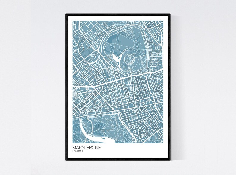 Marylebone London Map Art Print Many Colours 350gsm Art | Etsy