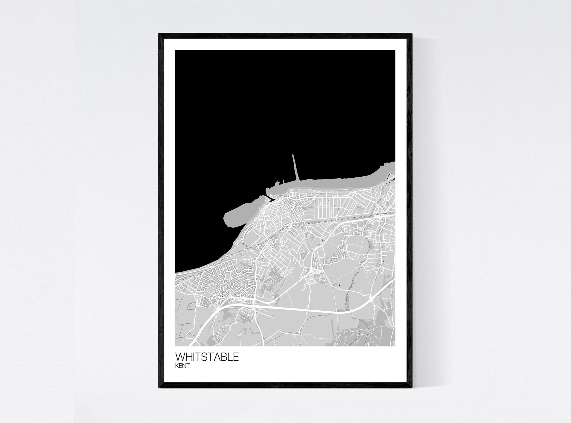 Whitstable Kent Map Art Print Many Colours 350gsm Art - Etsy UK