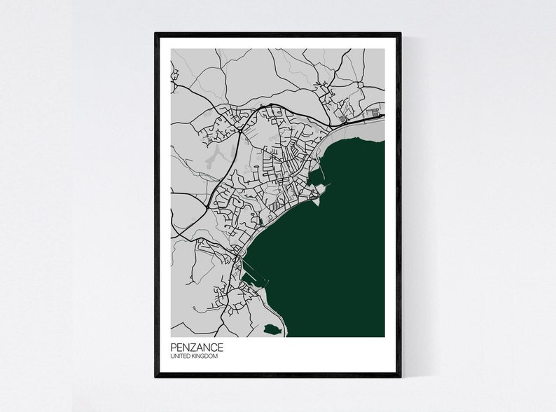 Penzance Map Print Many Colours 350gsm Art Quality Paper | Etsy