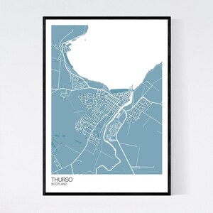 Thurso, Scotland Map Art Print Many Styles 350gsm Art Quality Paper ...
