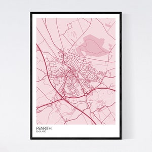 Penrith, England Map Art Print Many Colours 350gsm Art Quality Paper ...