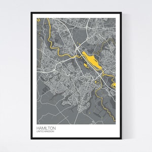Hamilton, Scotland City Map Art Print Many Styles 350gsm Art Quality ...