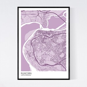 Runcorn Town Map Art Print Many Styles 350gsm Art Quality Paper Fast ...