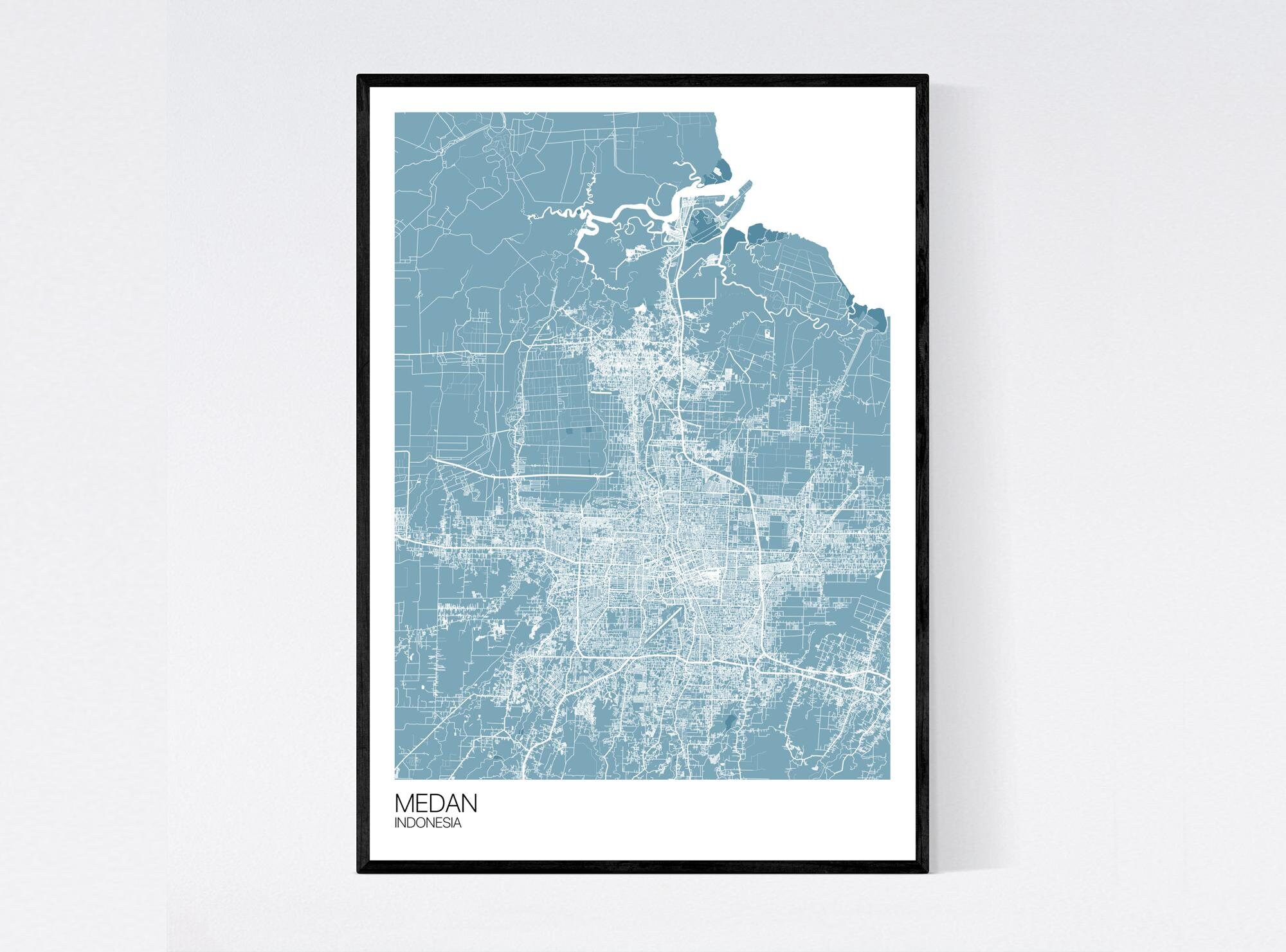 Medan Indonesia Map Art Print Many Styles Art Quality - Etsy UK