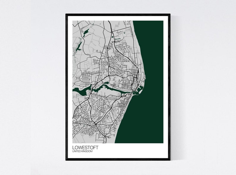 Lowestoft Map Print Many Colours 350gsm Art Quality Paper - Etsy UK