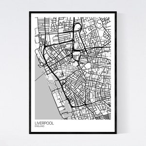 Liverpool City Centre Map Art Print - Many Colours - 350gsm Art Quality ...