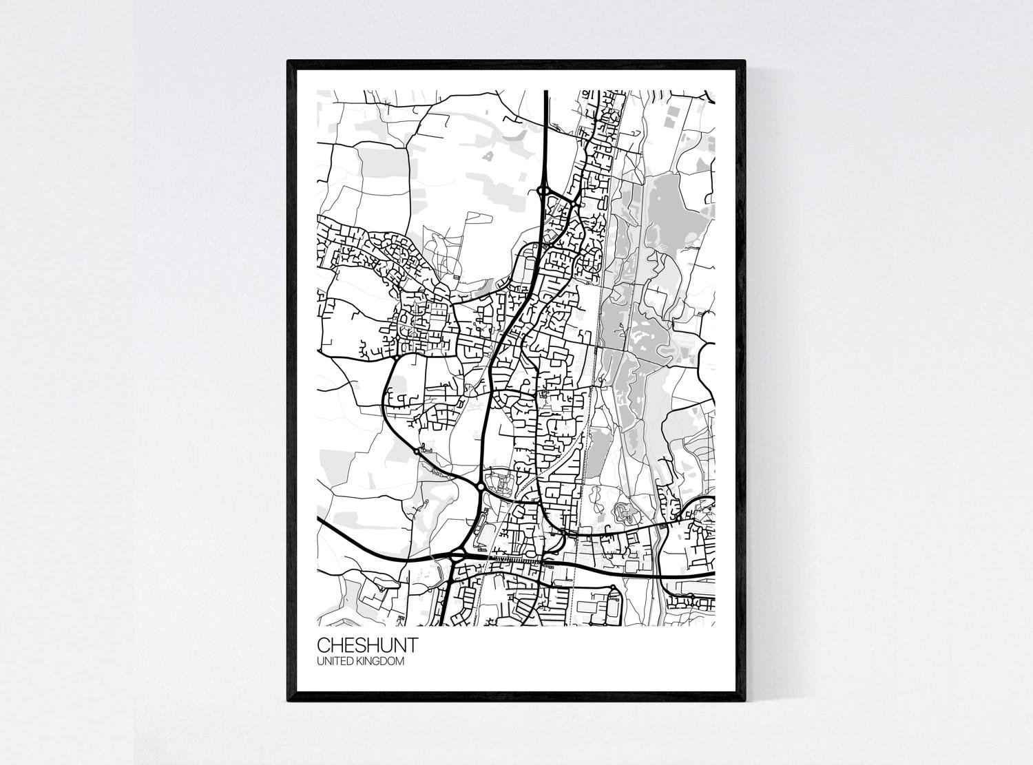 Cheshunt United Kingdom Map Print Many Colours Fast | Etsy