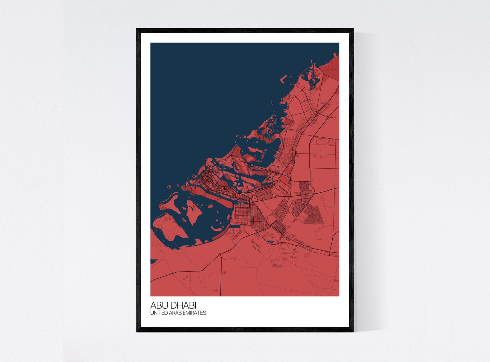 Abu Dhabi UAE Map Art Print Many Styles Art Quality Paper - Etsy