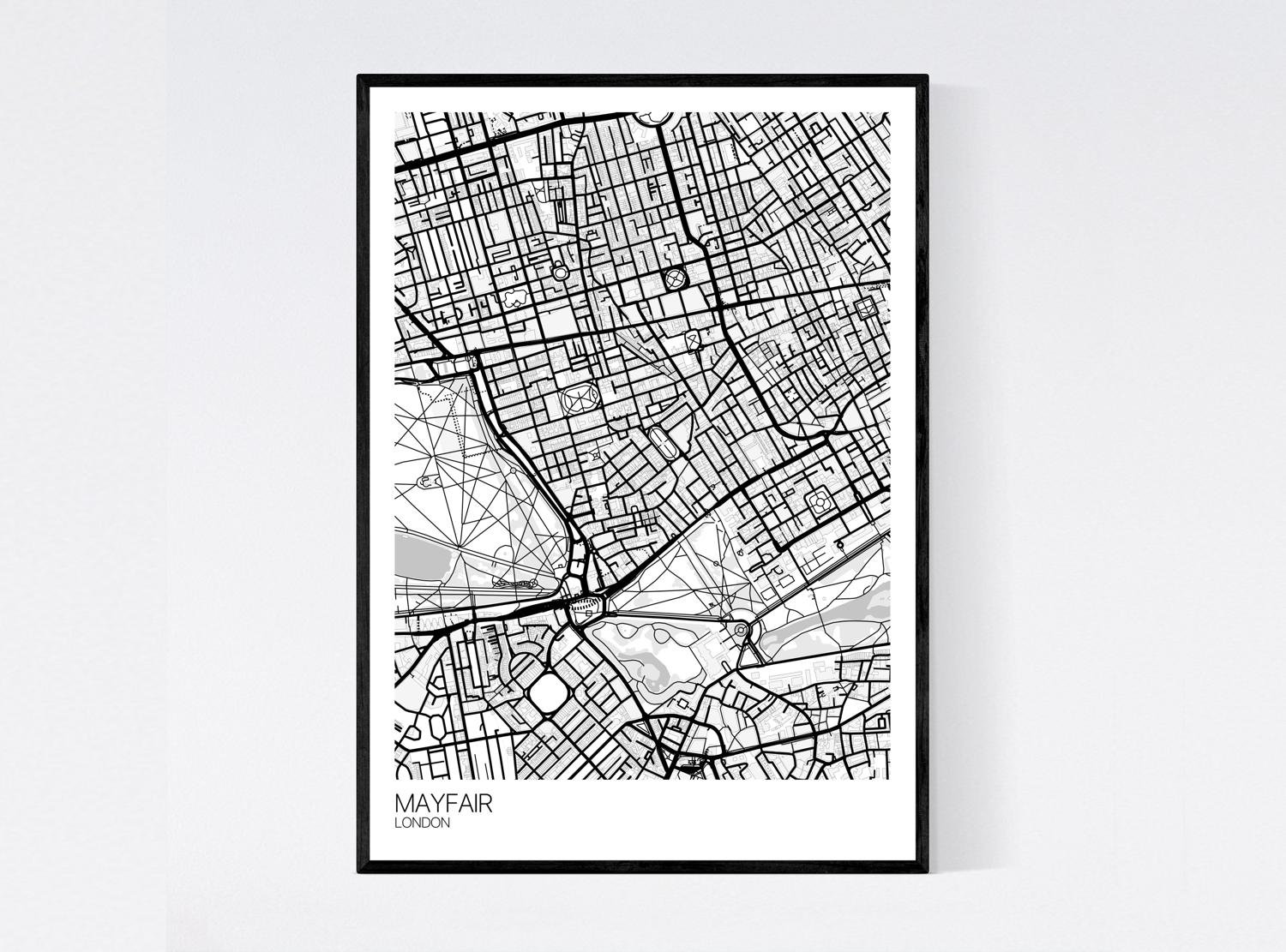 Mayfair London Map Art Print Many Colours 350gsm Art | Etsy