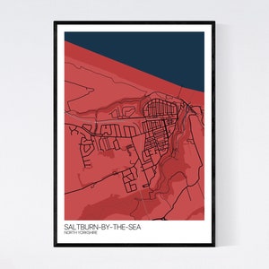 Saltburn-by-the-sea Map Art Print Many Colours 350gsm Art Quality Paper ...